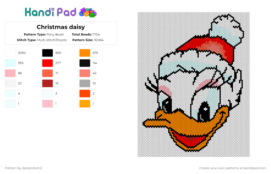 Christmas daisy Pony Bead Pattern - Kandi Pad | Kandi Patterns, Fuse ...