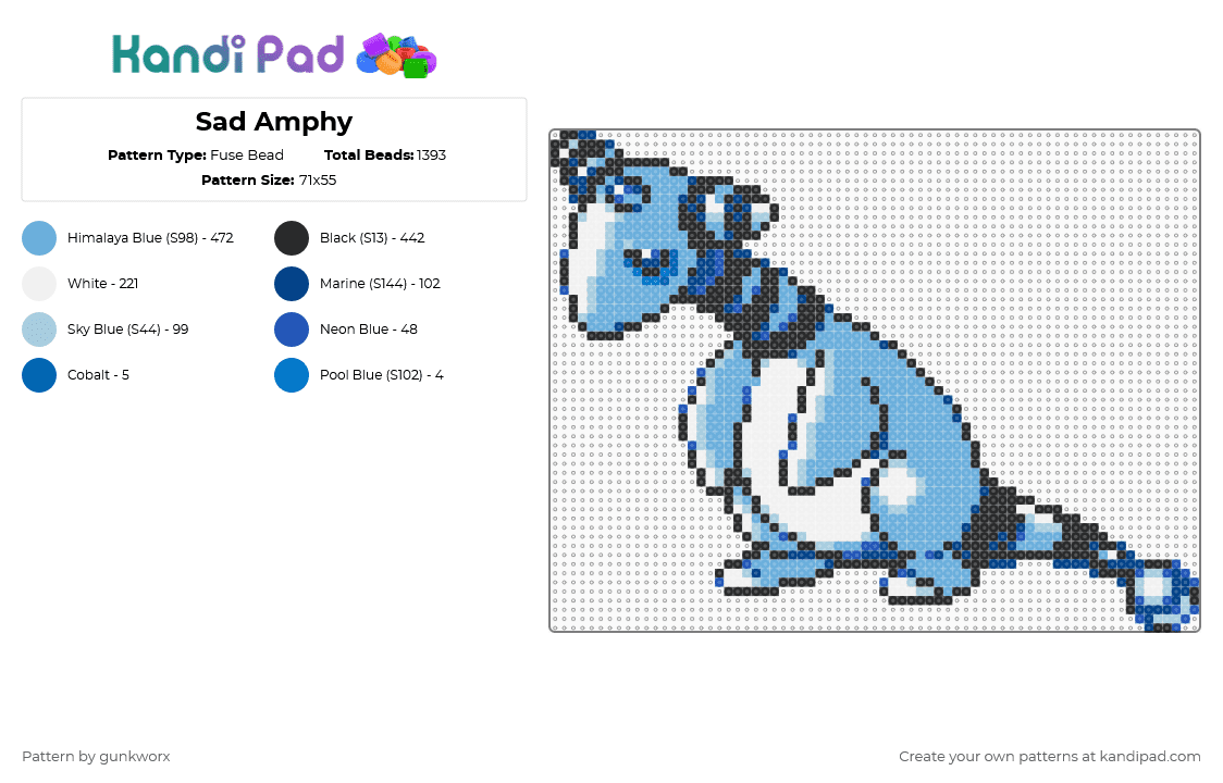 Sad Amphy Fuse Bead Pattern - Kandi Pad | Kandi Patterns, Fuse Bead ...