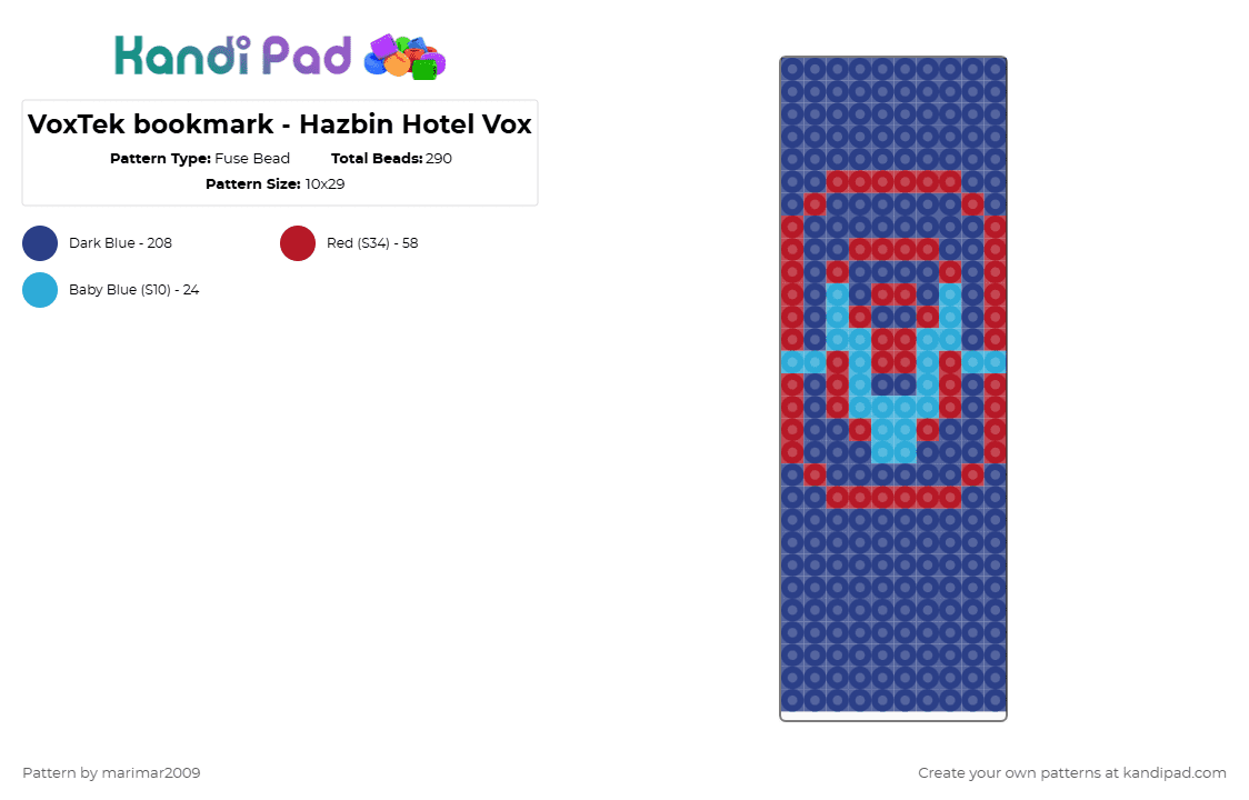VoxTek bookmark - Hazbin Hotel Vox Fuse Bead Pattern - Kandi Pad ...