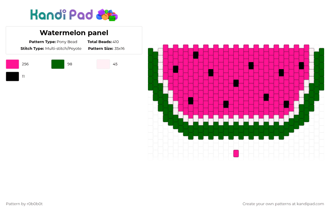 Watermelon panel Pony Bead Pattern - Kandi Pad | Kandi Patterns, Fuse ...