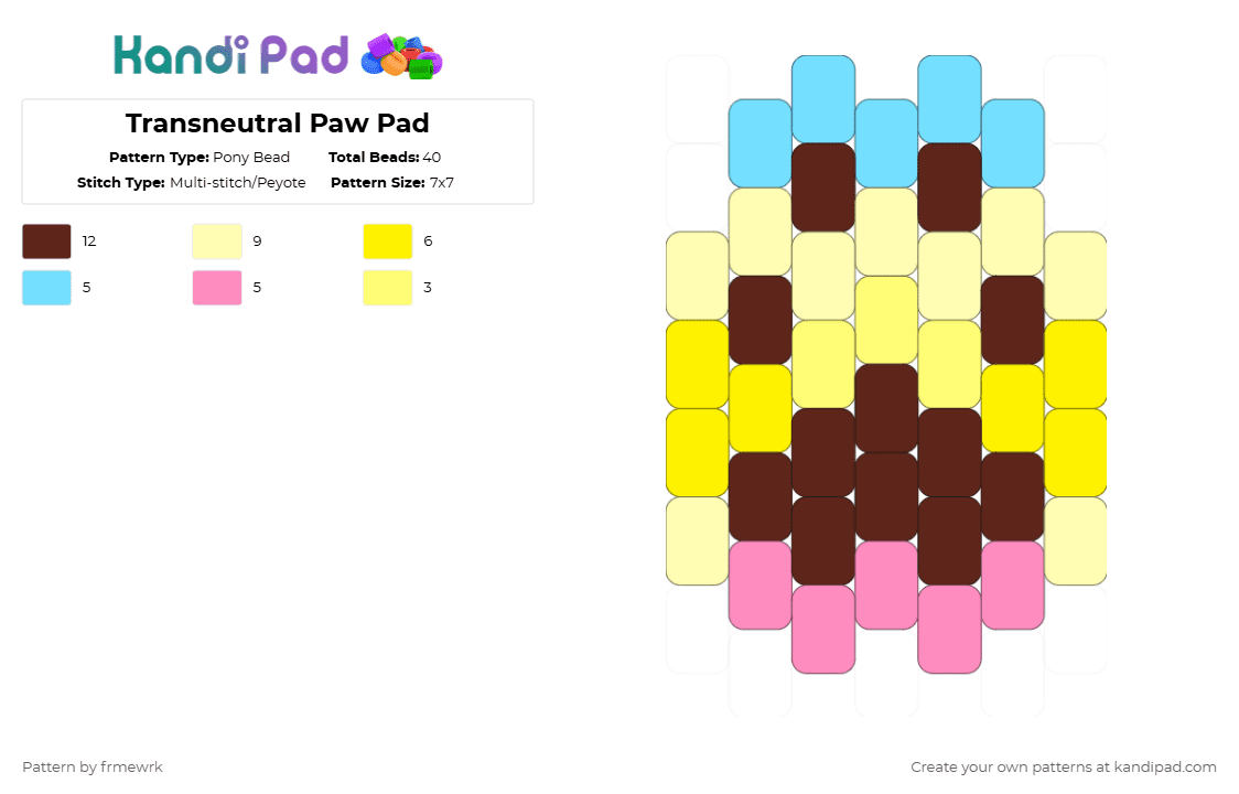 Transneutral Paw Pad Pony Bead Pattern - Kandi Pad | Kandi Patterns ...