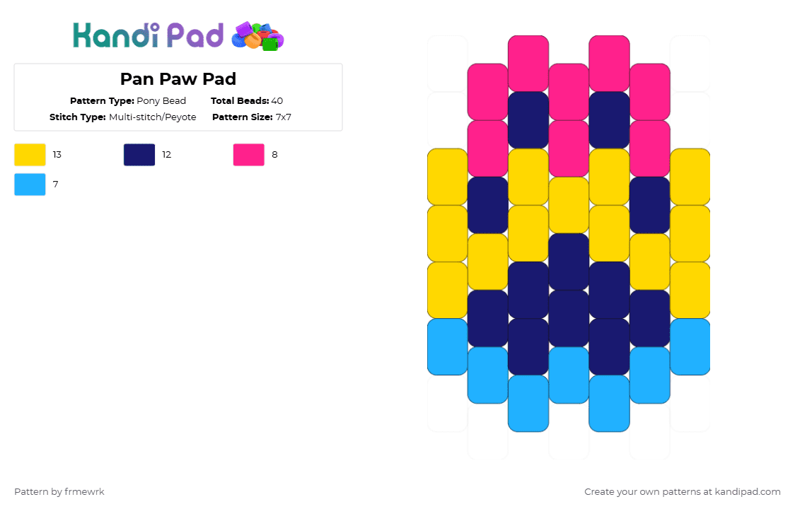 Pan Paw Pad Pony Bead Pattern - Kandi Pad | Kandi Patterns, Fuse Bead ...