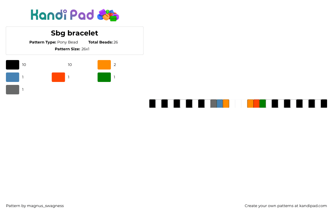 Sbg bracelet Pony Bead Pattern - Kandi Pad | Kandi Patterns, Fuse Bead ...