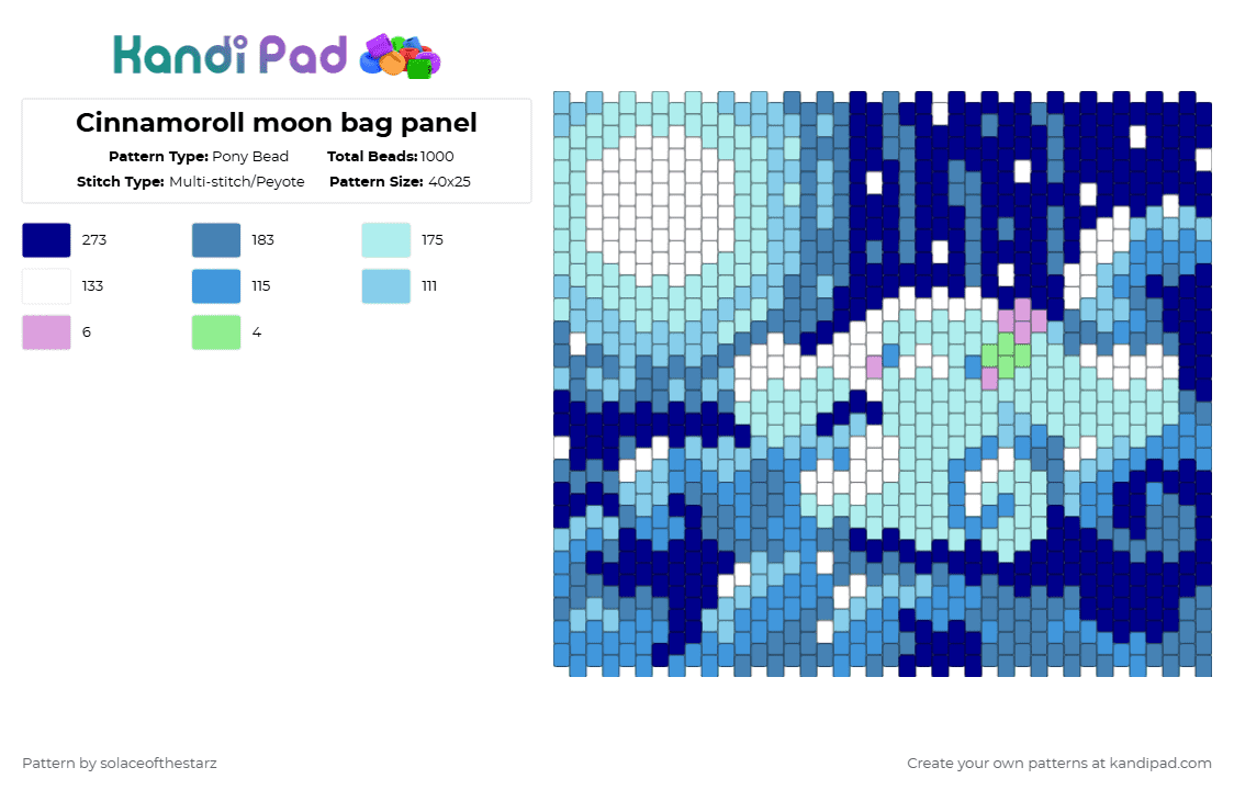 Cinnamoroll moon bag panel Pony Bead Pattern - Kandi Pad | Kandi ...