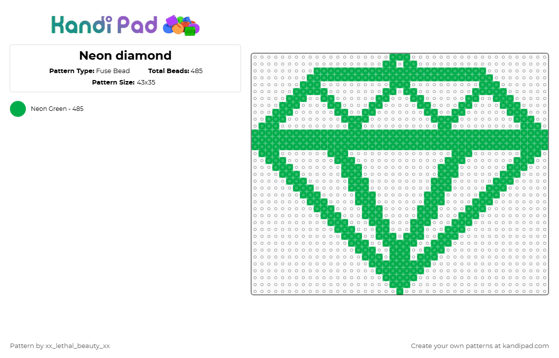 Neon diamond Fuse Bead Pattern - Kandi Pad | Kandi Patterns, Fuse Bead ...