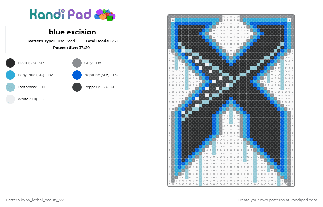 Blue excision Fuse Bead Pattern - Kandi Pad | Kandi Patterns, Fuse Bead ...