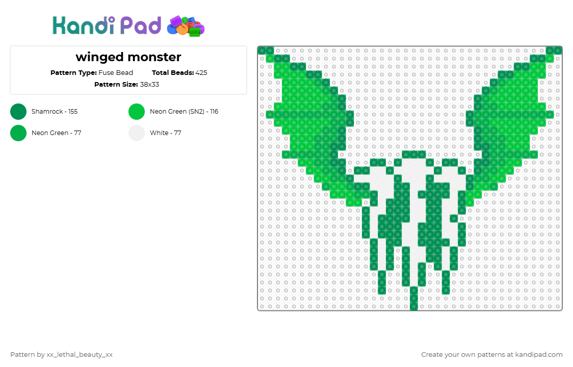 Winged monster Fuse Bead Pattern - Kandi Pad | Kandi Patterns, Fuse ...