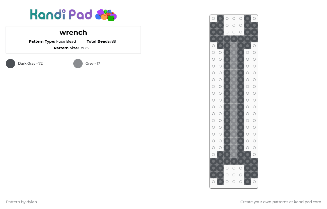 Wrench Fuse Bead Pattern - Kandi Pad | Kandi Patterns, Fuse Bead ...
