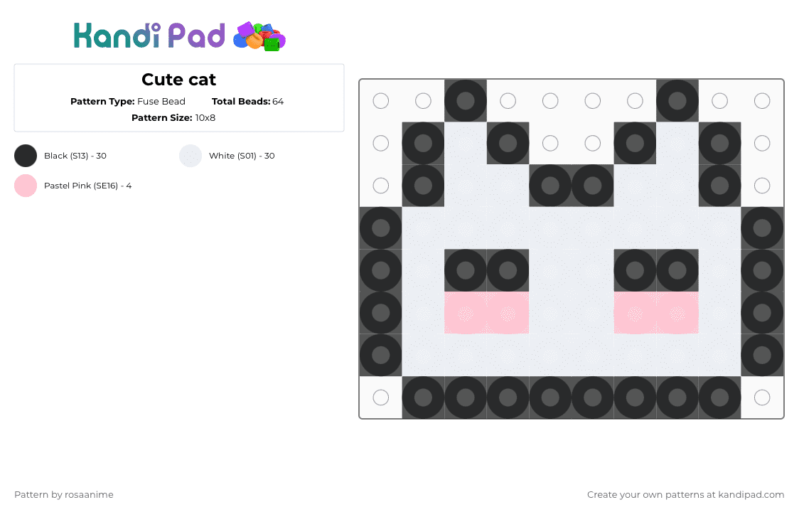 Cute cat Fuse Bead Pattern - Kandi Pad | Kandi Patterns, Fuse Bead ...