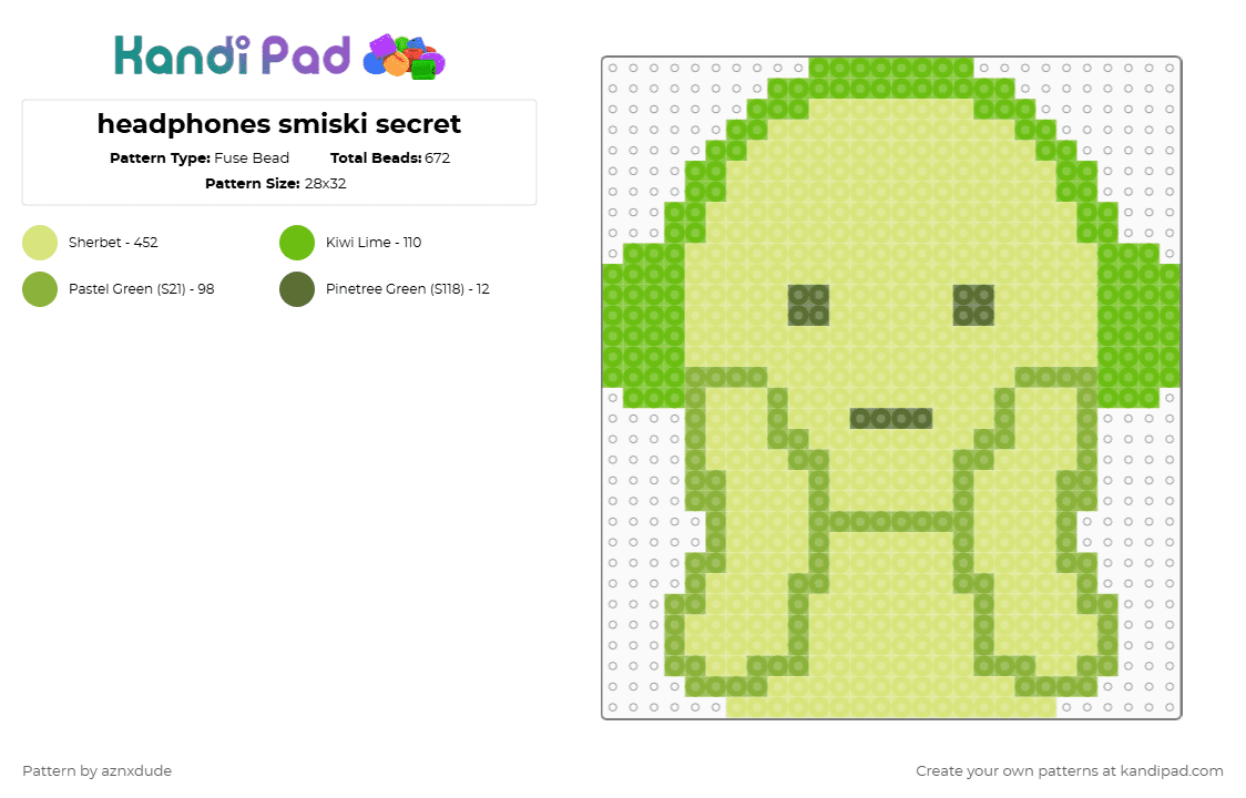 Headphones smiski secret Fuse Bead Pattern - Kandi Pad | Kandi Patterns ...