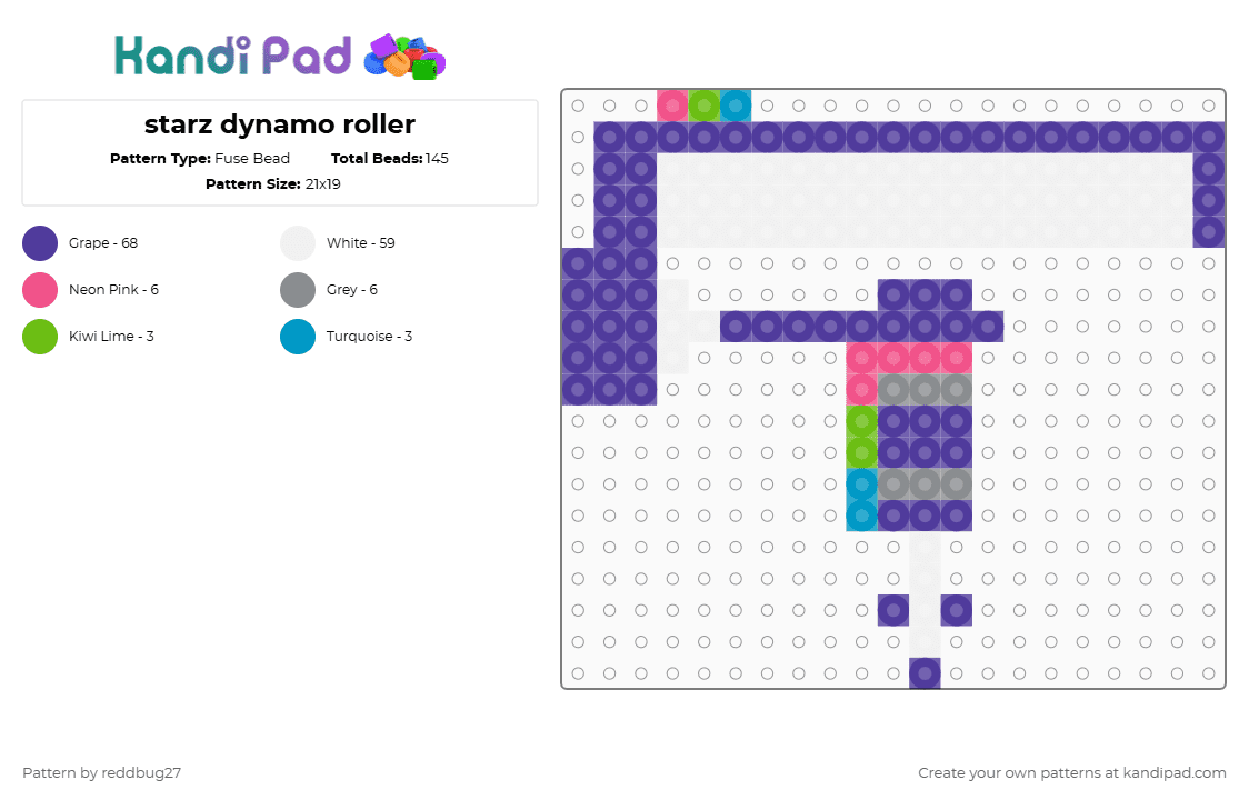 Starz dynamo roller Fuse Bead Pattern - Kandi Pad | Kandi Patterns ...