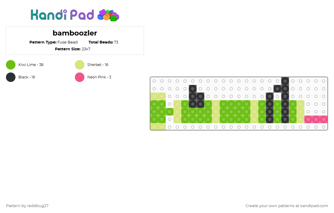 Bamboozler Fuse Bead Pattern - Kandi Pad | Kandi Patterns, Fuse Bead ...