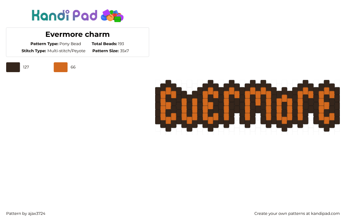 Evermore charm Pony Bead Pattern - Kandi Pad | Kandi Patterns, Fuse ...