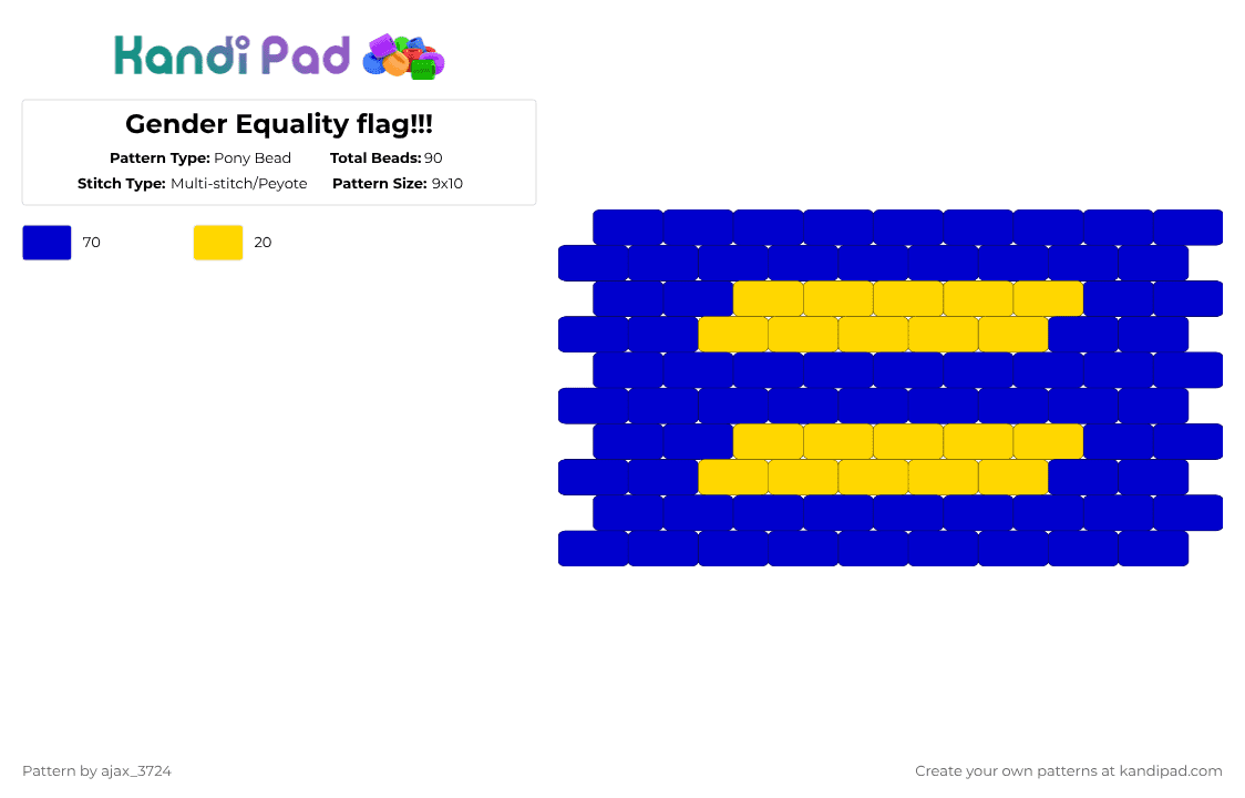 Gender Equality flag!!! Pony Bead Pattern - Kandi Pad | Kandi Patterns ...