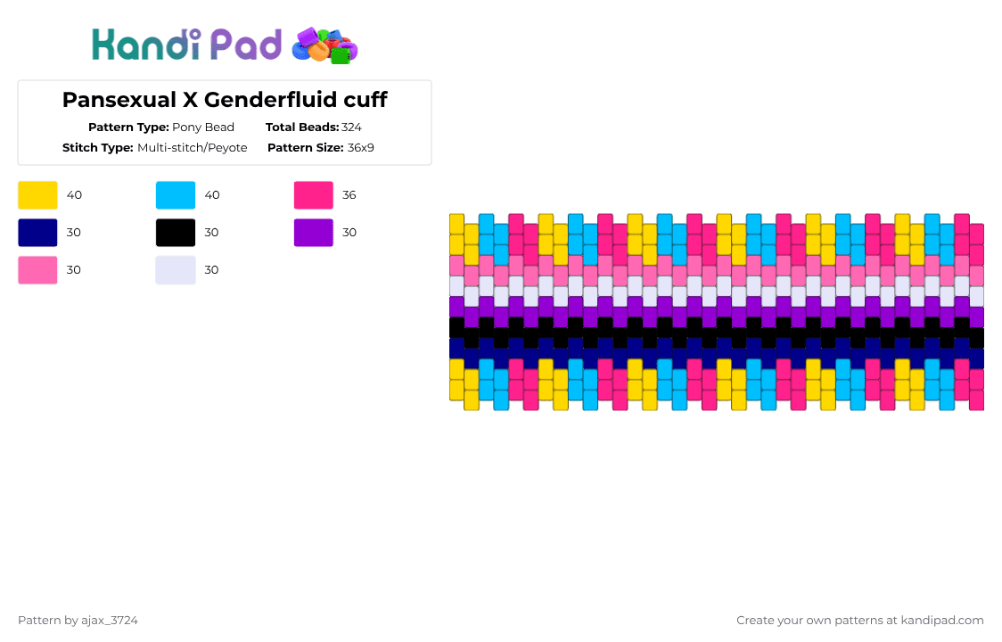 Pan And Genderfluid Pony Bead Patterns - Gallery - Kandi Pad | Kandi ...