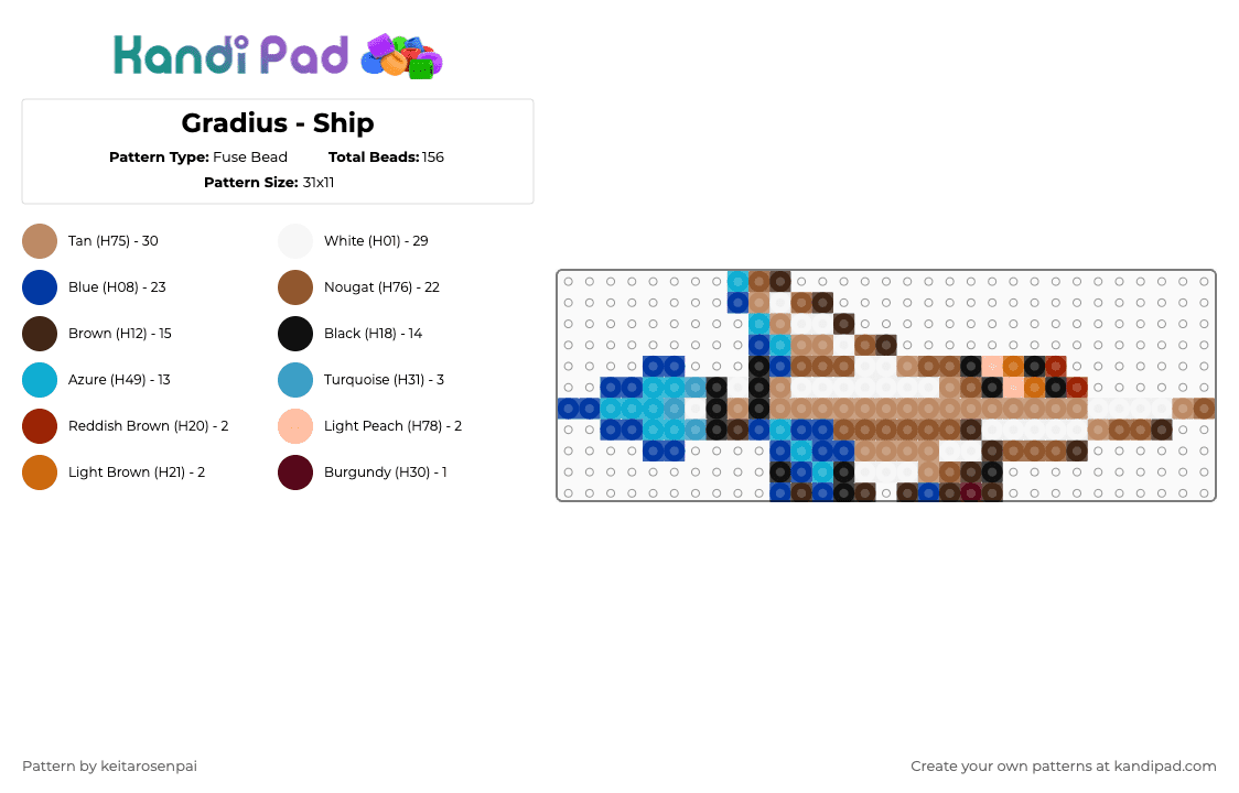 Gradius - Ship Fuse Bead Pattern - Kandi Pad | Kandi Patterns, Fuse ...