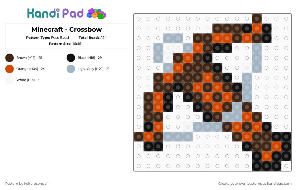 Minecraft - Crossbow Fuse Bead Pattern - Kandi Pad | Kandi Patterns ...
