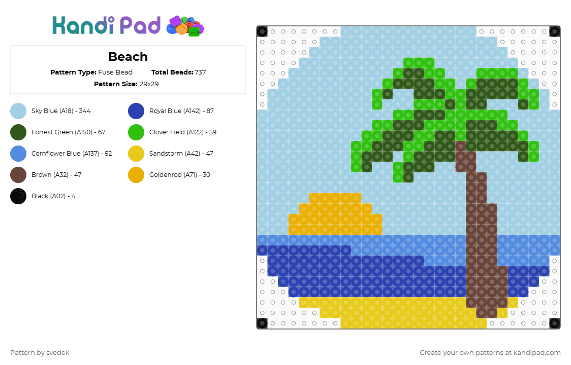 Beach Fuse Bead Pattern - Kandi Pad | Kandi Patterns, Fuse Bead ...