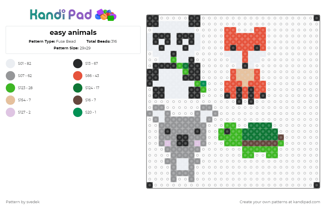 Easy animals Fuse Bead Pattern - Kandi Pad | Kandi Patterns, Fuse Bead ...