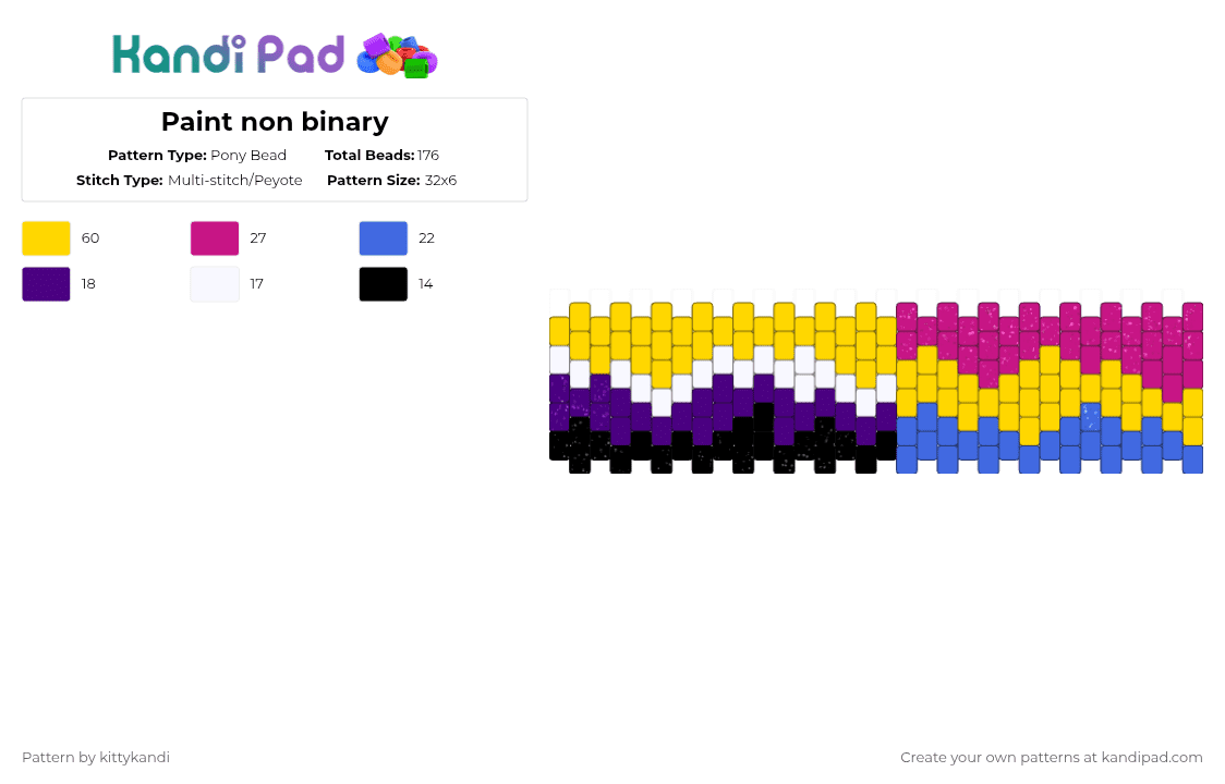 Paint non binary Pony Bead Pattern - Kandi Pad | Kandi Patterns, Fuse ...