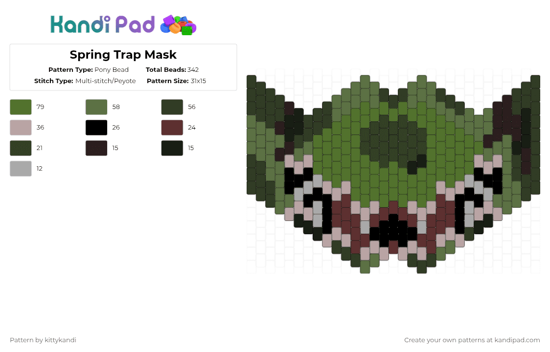 Spring Trap Mask Pony Bead Pattern - Kandi Pad | Kandi Patterns, Fuse ...