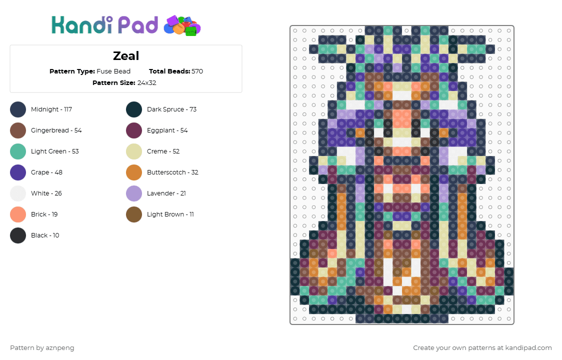 Zeal Fuse Bead Pattern - Kandi Pad | Kandi Patterns, Fuse Bead Patterns ...