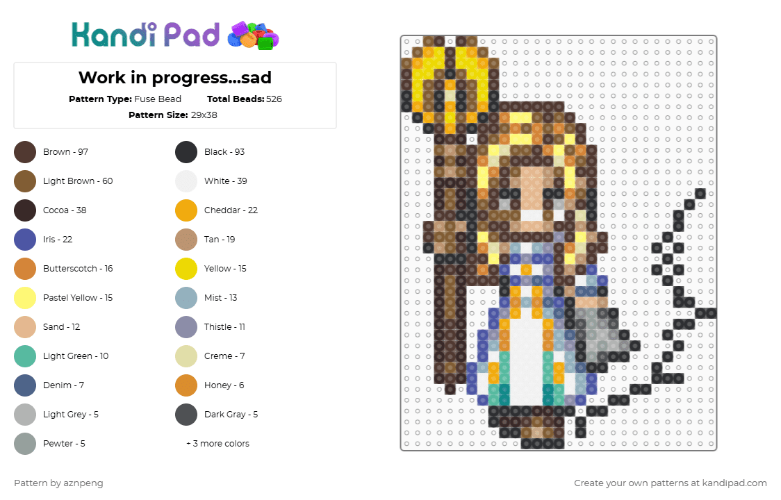 Work in progress...sad Fuse Bead Pattern - Kandi Pad | Kandi Patterns ...