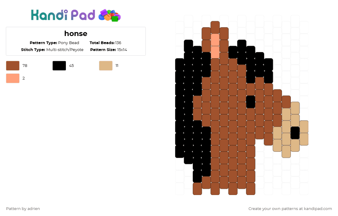Honse Pony Bead Pattern - Kandi Pad | Kandi Patterns, Fuse Bead ...
