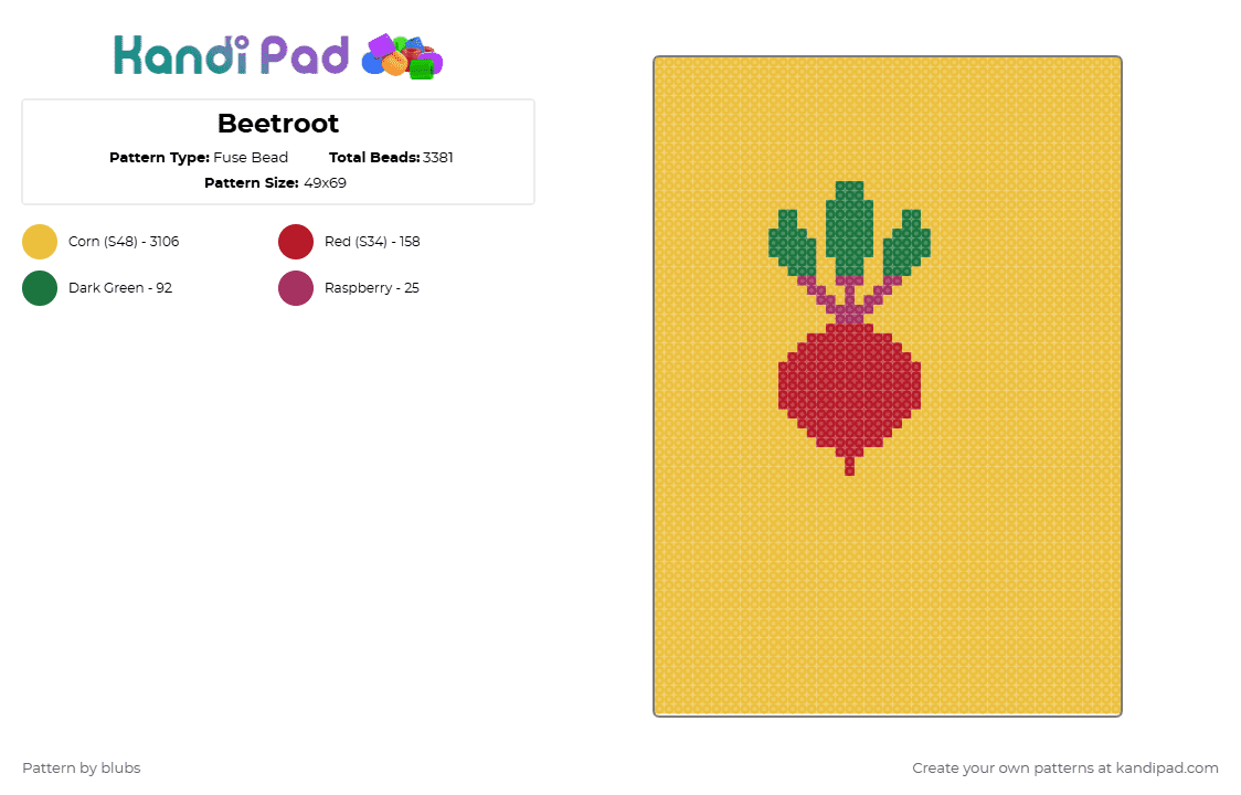 Beetroot Fuse Bead Pattern - Kandi Pad | Kandi Patterns, Fuse Bead ...