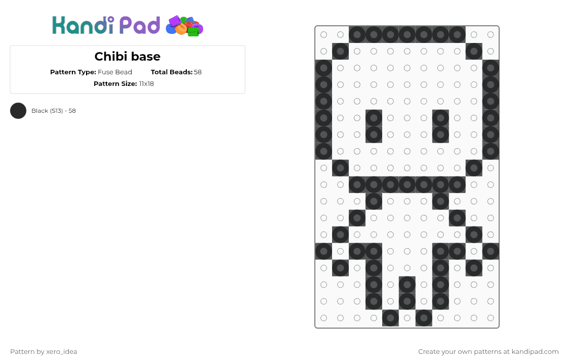 Chibi base Fuse Bead Pattern - Kandi Pad | Kandi Patterns, Fuse Bead ...