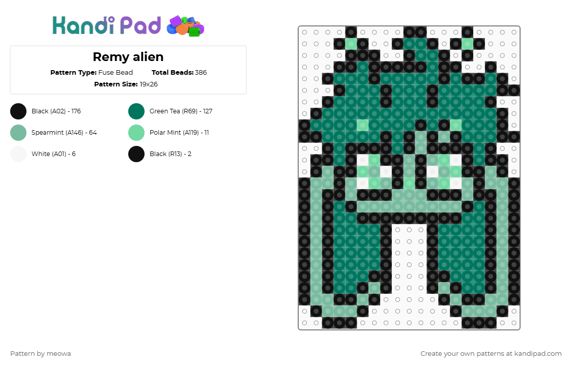Remy alien Fuse Bead Pattern - Kandi Pad | Kandi Patterns, Fuse Bead ...