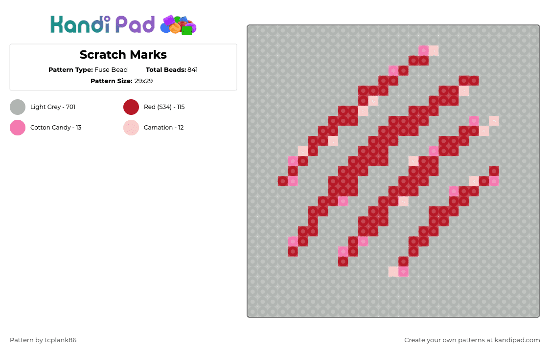 Scratch Marks Fuse Bead Pattern - Kandi Pad | Kandi Patterns, Fuse Bead ...