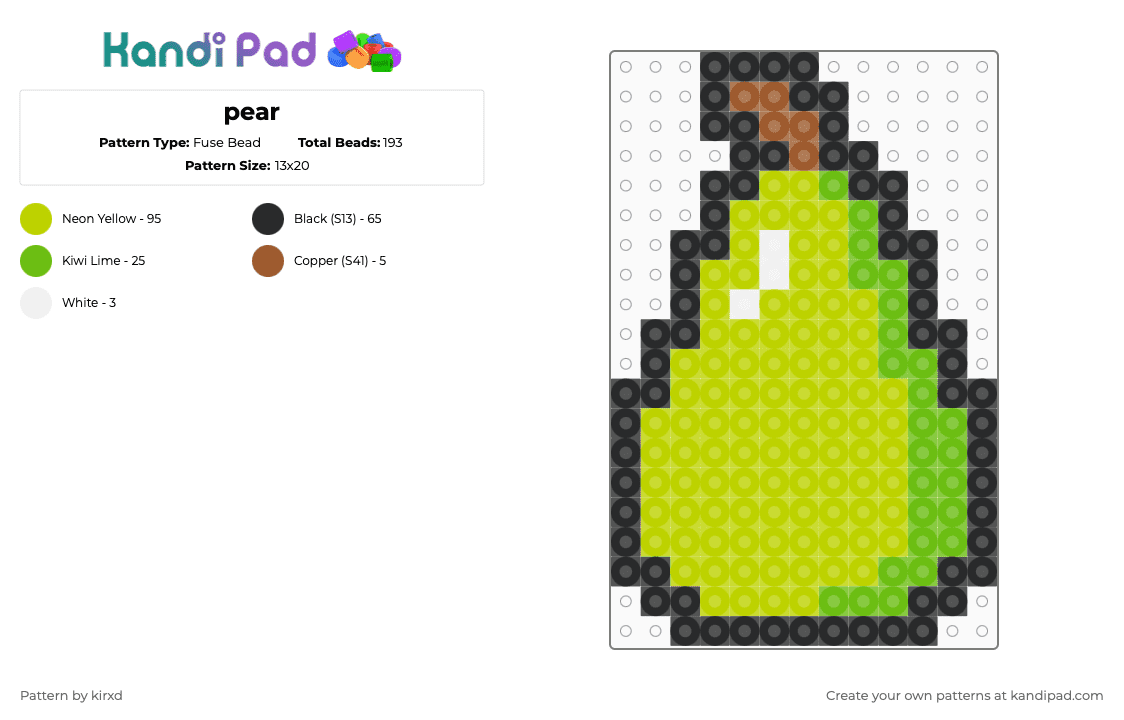 Pear Fuse Bead Pattern - Kandi Pad | Kandi Patterns, Fuse Bead Patterns ...