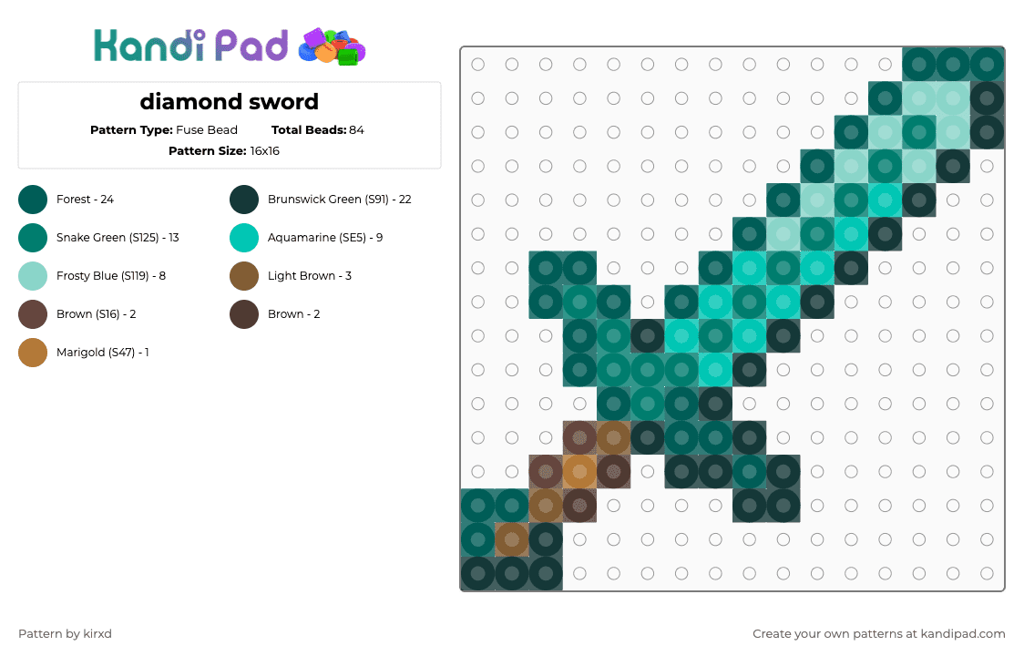 Diamond sword Fuse Bead Pattern - Kandi Pad | Kandi Patterns, Fuse Bead ...