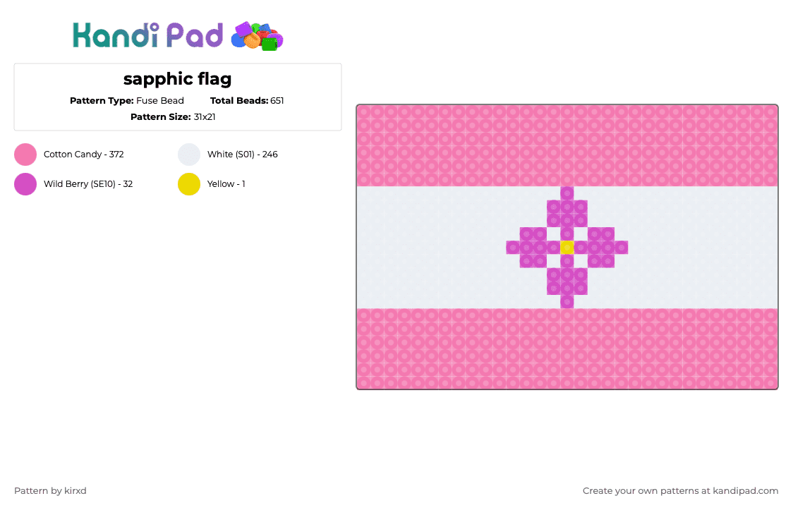 Sapphic flag Fuse Bead Pattern - Kandi Pad | Kandi Patterns, Fuse Bead ...