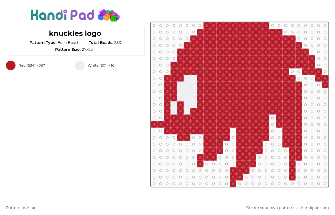 Knuckles logo Fuse Bead Pattern - Kandi Pad | Kandi Patterns, Fuse Bead ...