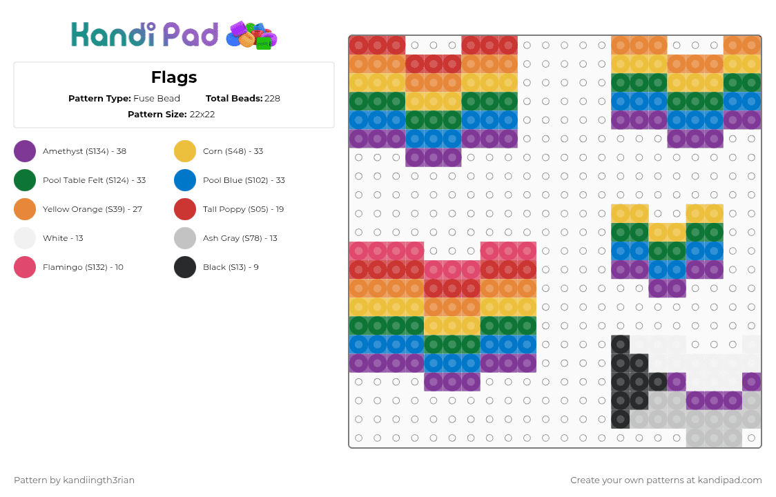 Flags Fuse Bead Pattern - Kandi Pad | Kandi Patterns, Fuse Bead ...