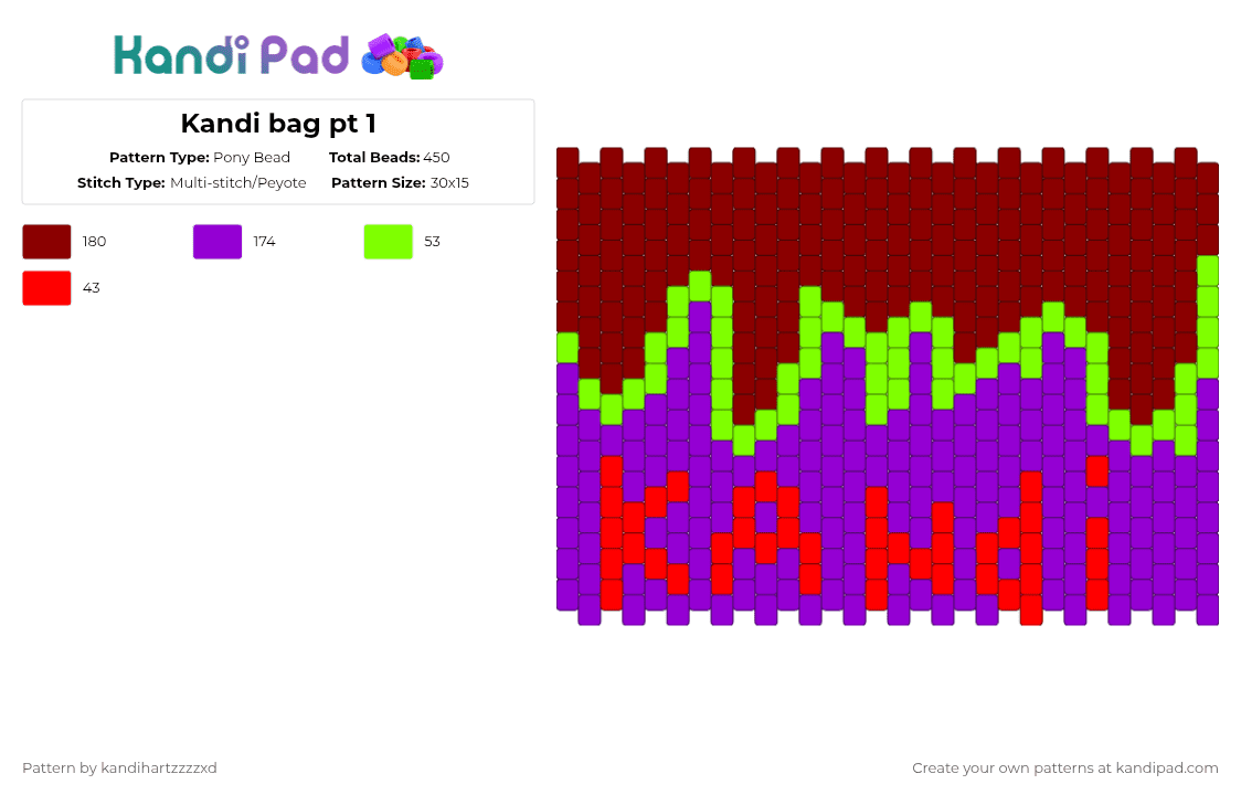 Kandi bag pt 1 Pony Bead Pattern - Kandi Pad | Kandi Patterns, Fuse ...