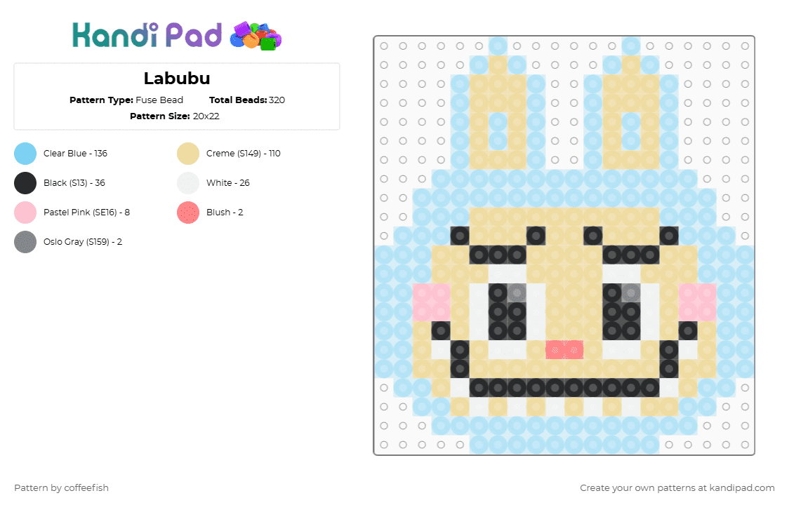 Labubu Fuse Bead Pattern - Kandi Pad | Kandi Patterns, Fuse Bead ...