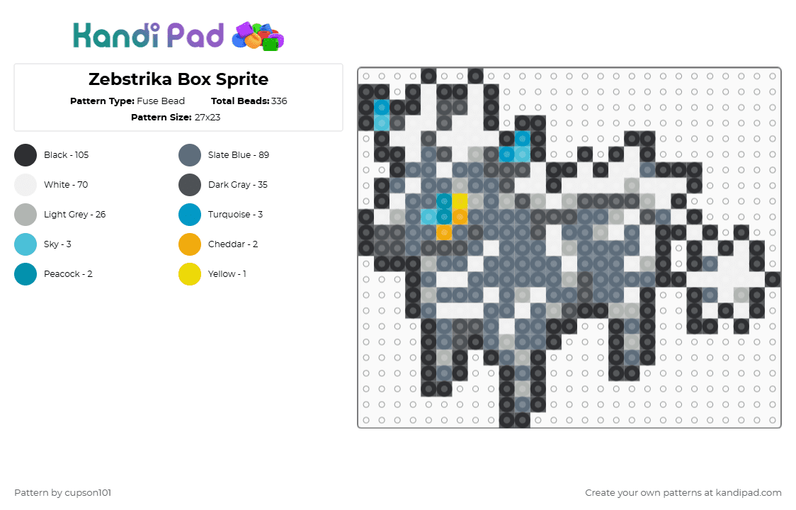 Zebstrika Box Sprite Fuse Bead Pattern - Kandi Pad | Kandi Patterns ...