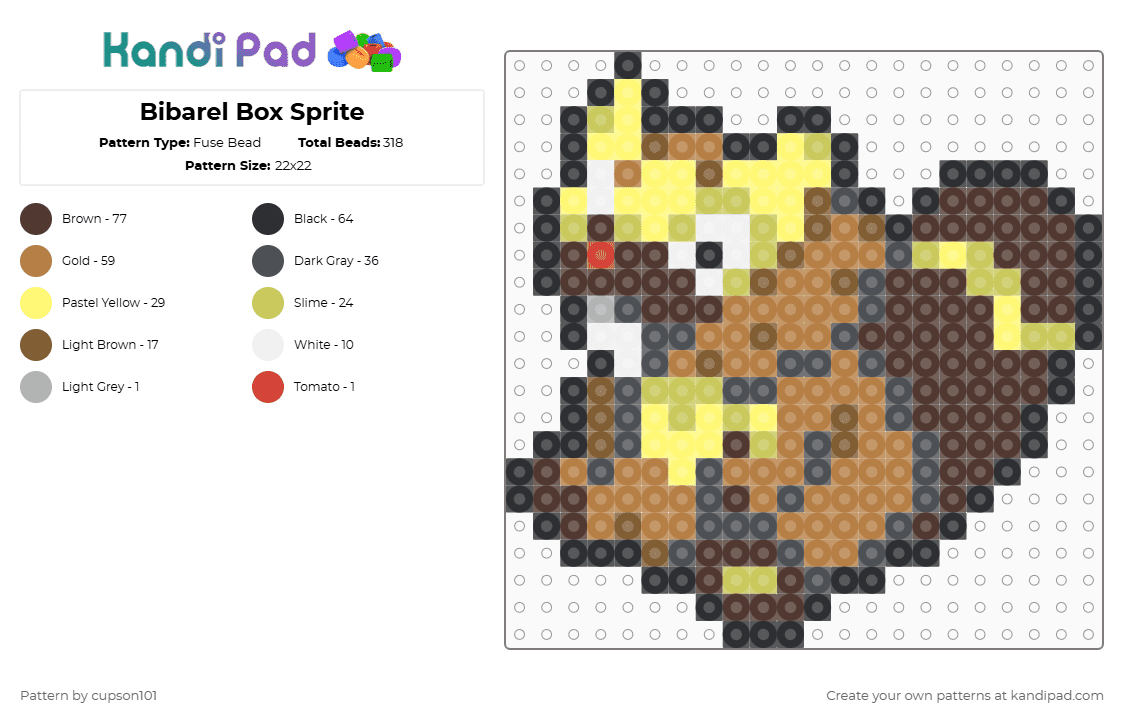 Bibarel Box Sprite Fuse Bead Pattern - Kandi Pad | Kandi Patterns, Fuse ...