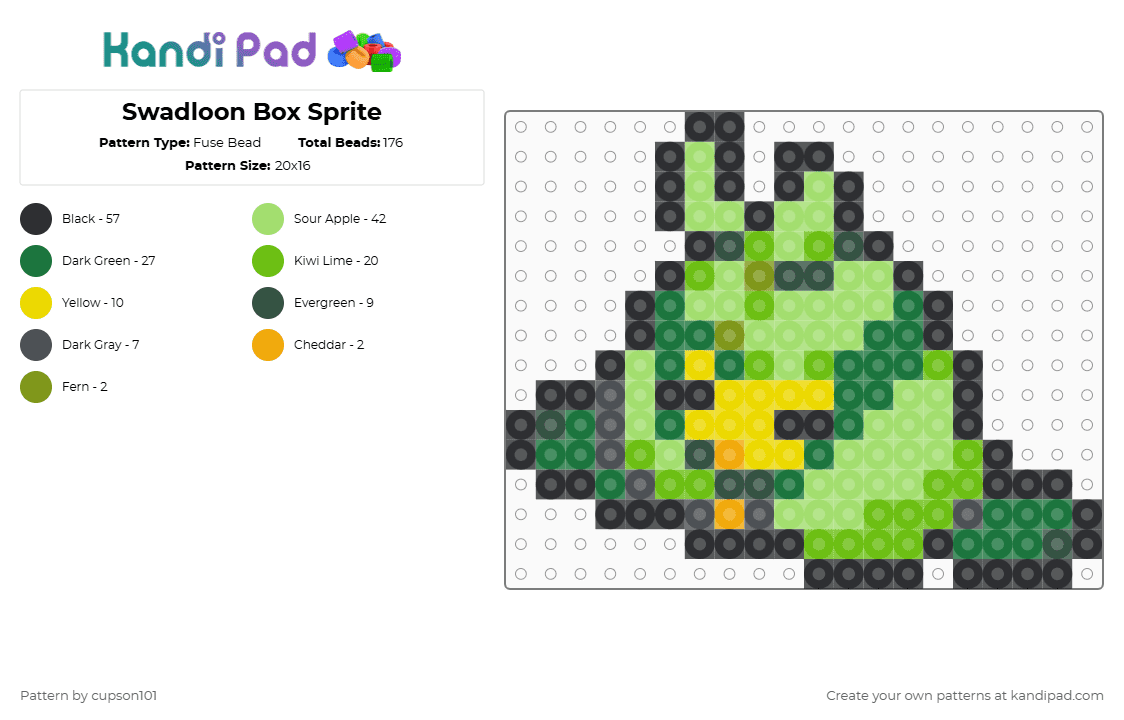 Swadloon Box Sprite Fuse Bead Pattern - Kandi Pad | Kandi Patterns ...