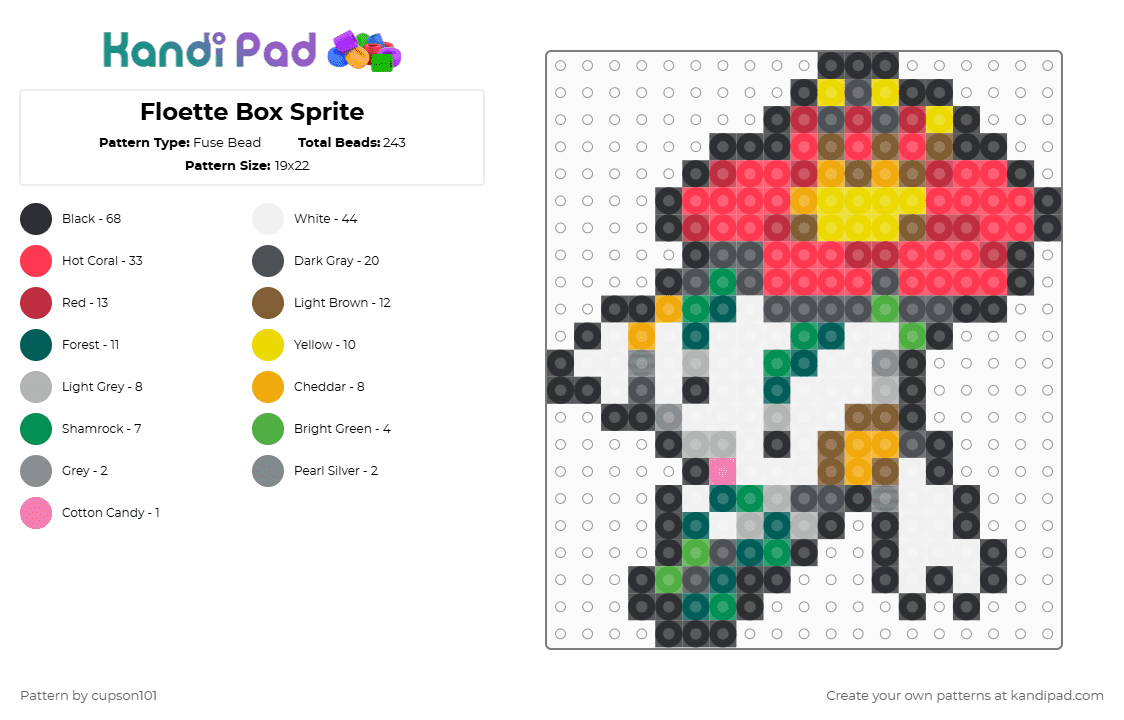 Floette Box Sprite Fuse Bead Pattern - Kandi Pad | Kandi Patterns, Fuse ...