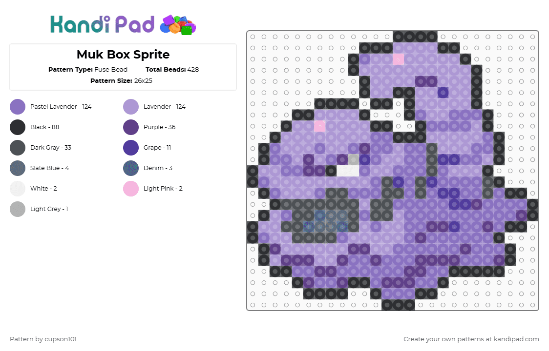 Muk Box Sprite Fuse Bead Pattern - Kandi Pad | Kandi Patterns, Fuse ...