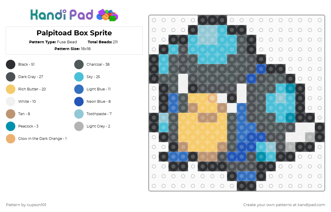 Palpitoad Box Sprite Fuse Bead Pattern - Kandi Pad | Kandi Patterns ...
