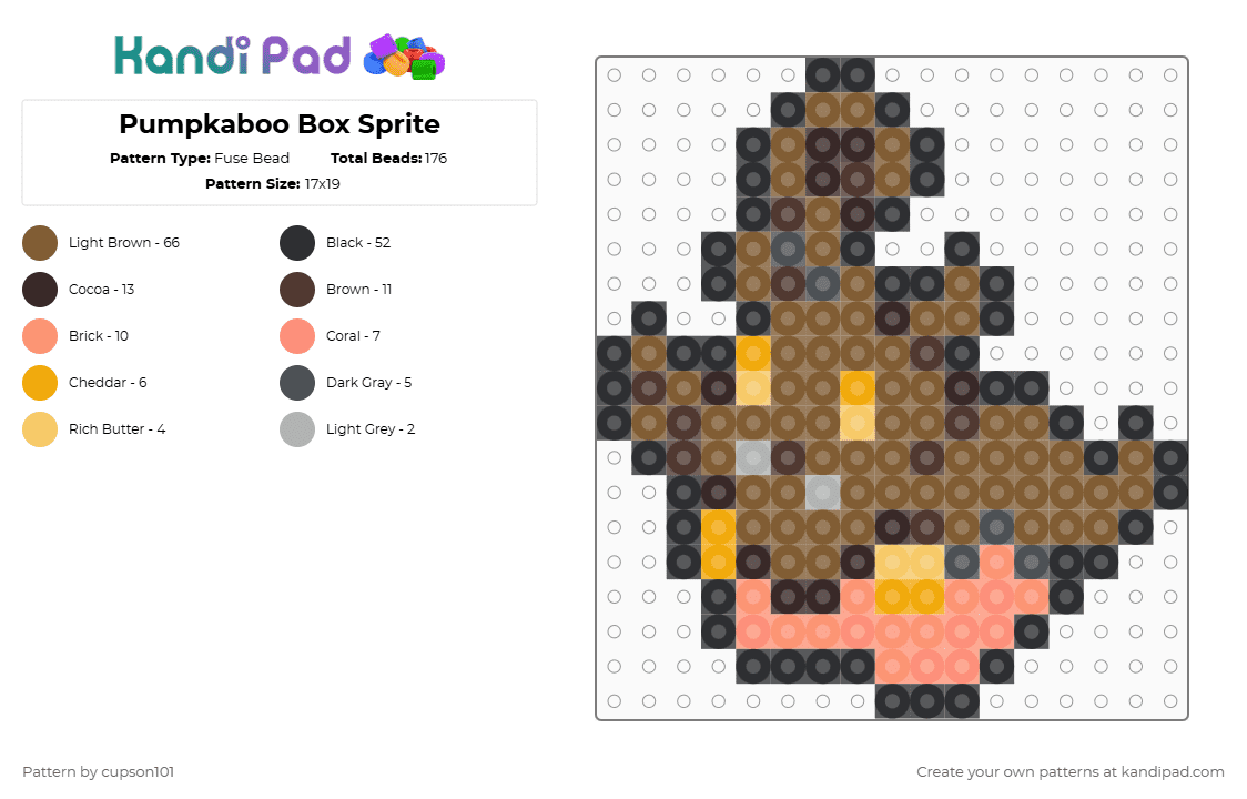 Pumpkaboo Box Sprite Fuse Bead Pattern - Kandi Pad | Kandi Patterns ...