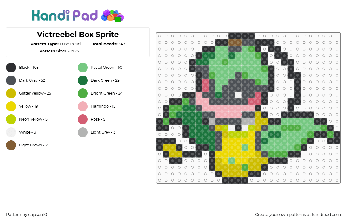 Victreebel Box Sprite Fuse Bead Pattern - Kandi Pad | Kandi Patterns ...