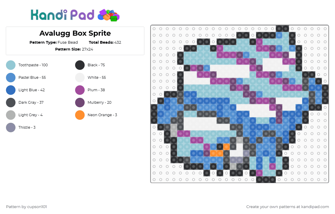Avalugg Box Sprite Fuse Bead Pattern - Kandi Pad | Kandi Patterns, Fuse ...