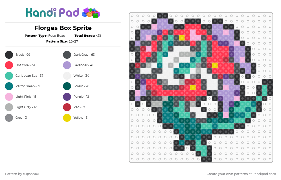 Florges Box Sprite Fuse Bead Pattern - Kandi Pad | Kandi Patterns, Fuse ...