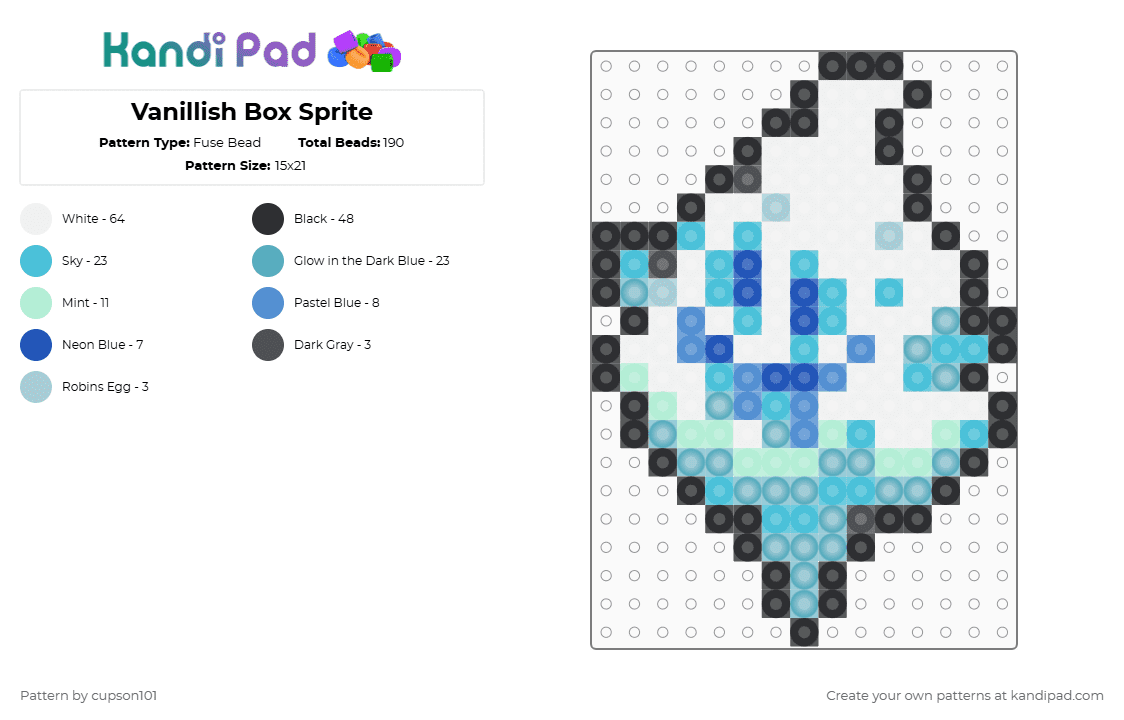 Vanillish Box Sprite Fuse Bead Pattern - Kandi Pad | Kandi Patterns ...